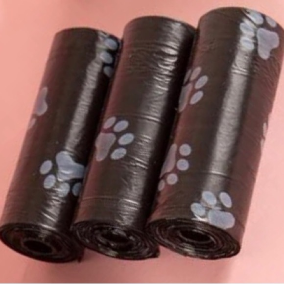 Dog | 3 White Paw Print Black Poo Poop Sack Dog Pet Baggie Disposable ...